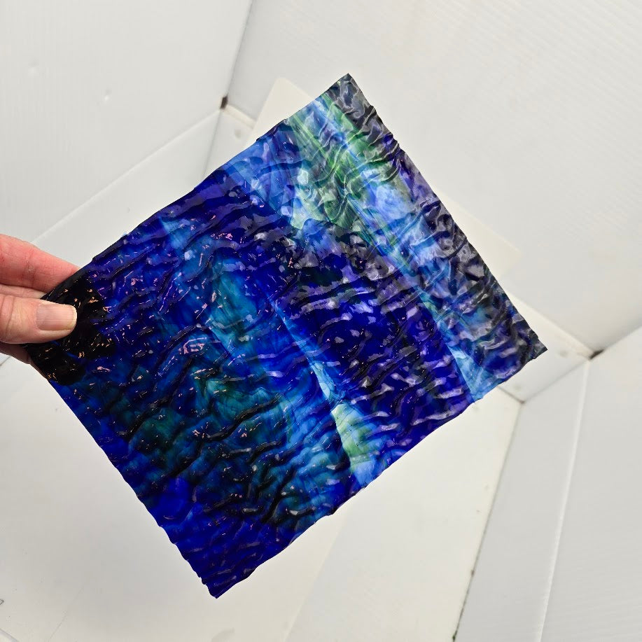 Kokomo Blue Green Clear Streaky Ripple 6 1/2 by 8 inches or larger Sta ...