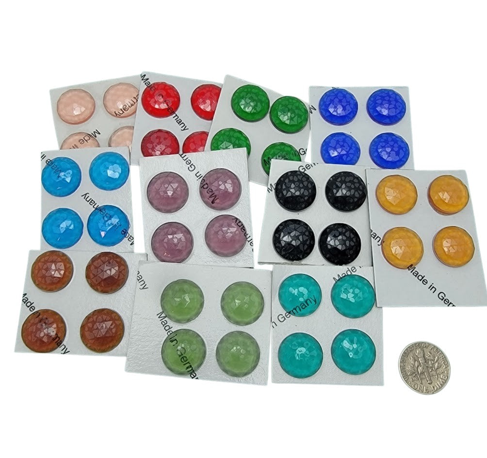 FOUR (4) Beautiful 15mm FACETED JEWELS 14 Color Choices Flat Back Beve ...